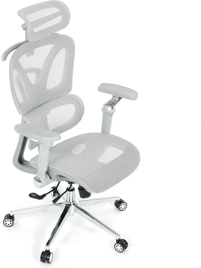 Kancelářská ergonomická židle PORTE — síťovina, šedá