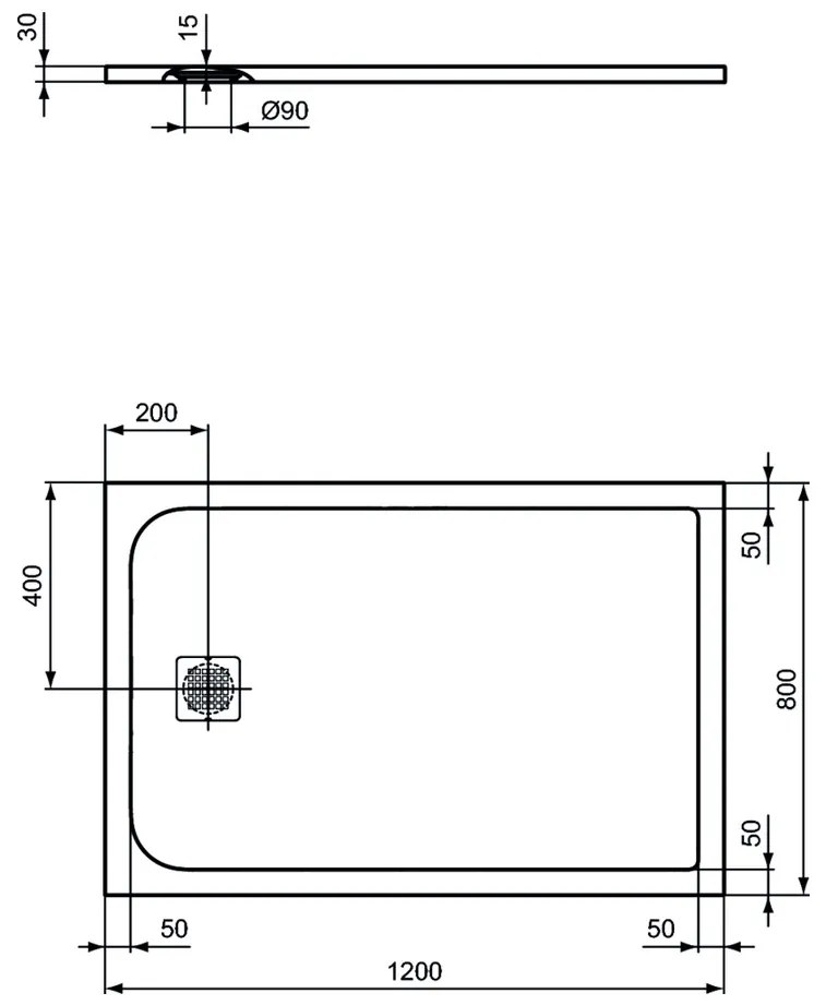 Ideal Standard Ultra Flat S - Sprchová vanička 120 x 80 cm, Bílá, K8227FR