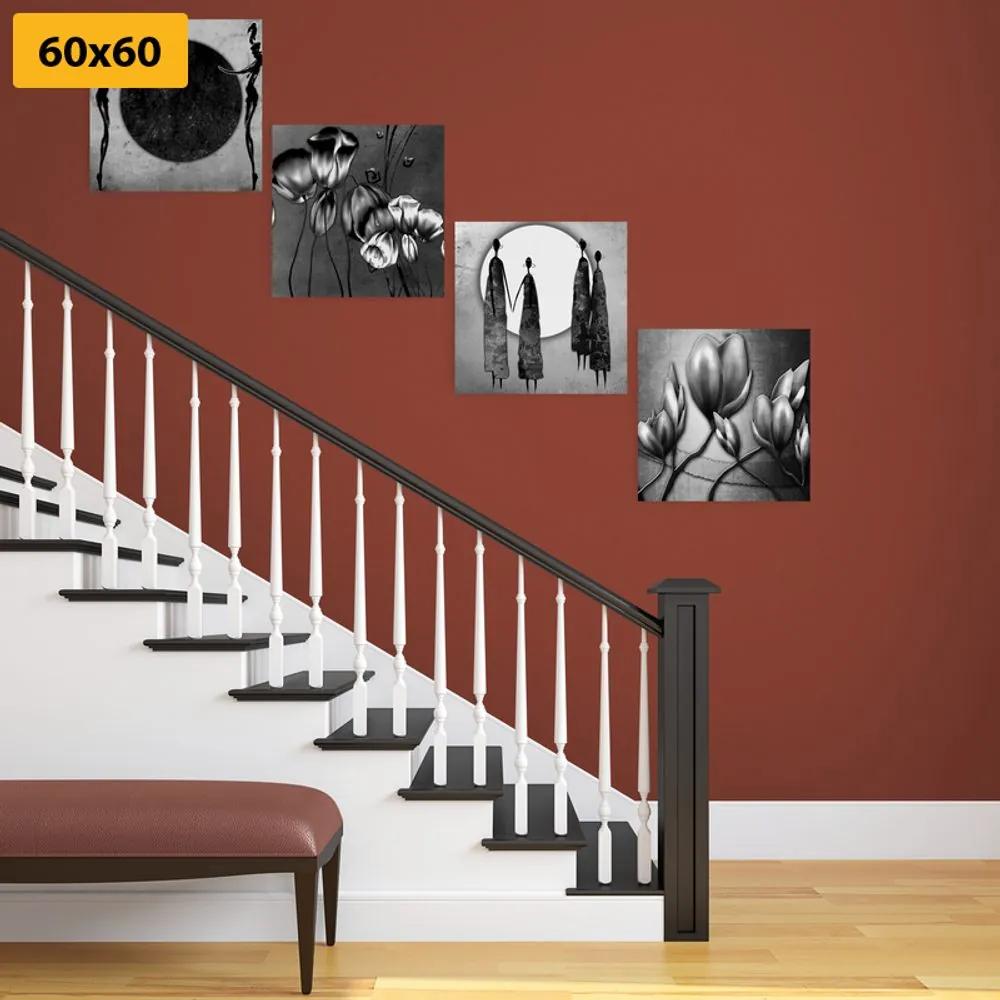 Set obrazů v černobílém etno provedení Varianta: 4x 40x40