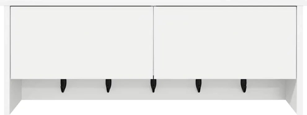věšák, nástěnný, s dvířky, háčky, kompozitní dřevo, 30x80x20 cm, bílá, Dekorino TK20260024