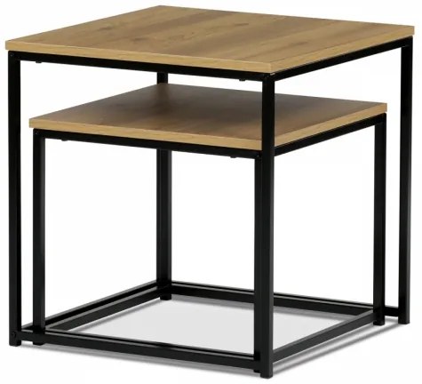Odkládací stolky 2ks MDF divoký dub kov černý lak AF-076 OAK