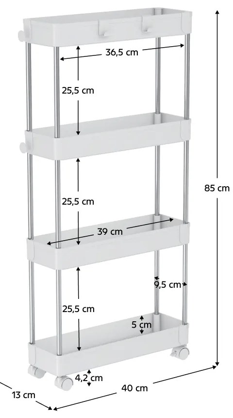 Kondela Pojízdný regál, biela, ALIOL TYP 2