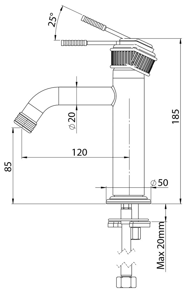 Sapho Sapho, VERSI stojánková umyvadlová baterie, černá matná, RV002/15