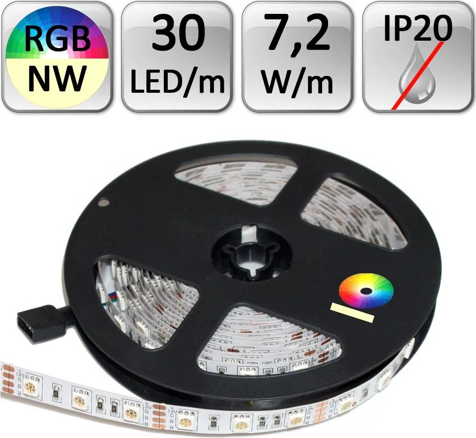 PREMIUMLUX LED pásek RGB+NW neutrální bílá 1m 7,2W/m 30LED/m IP20