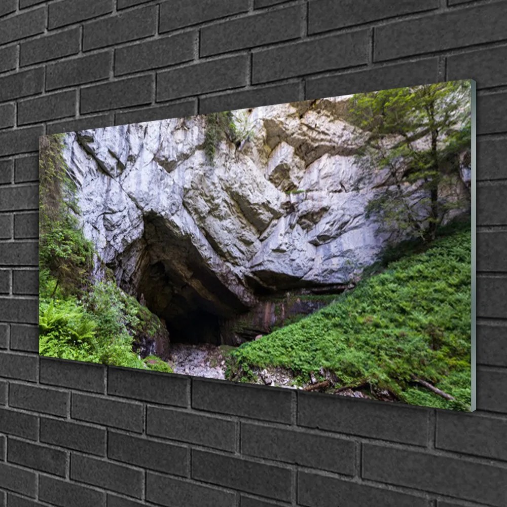 Obraz na skle Hora Jeskyně Příroda 125x50 cm