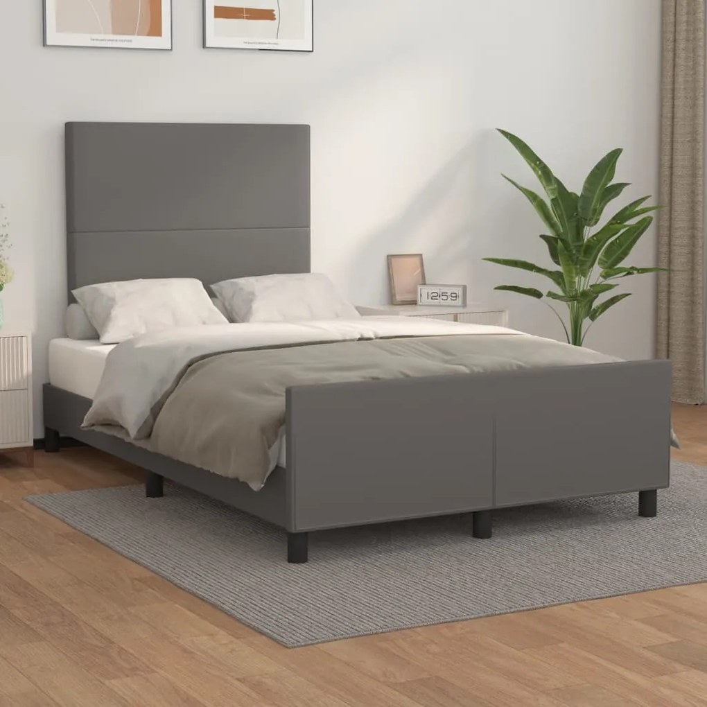 Rám postele s čelem šedý 120x200 cm umělá kůže 3125443