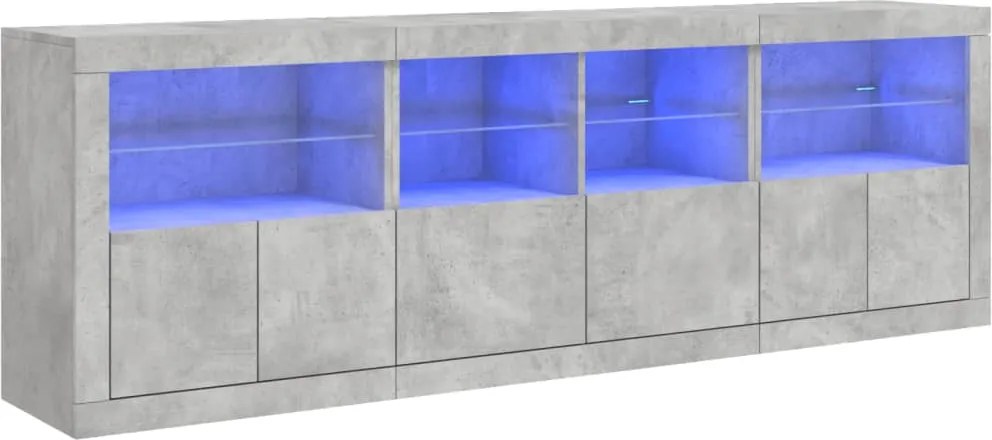 Příborník s LED osvětlením betonově šedý 202 x 37 x 67 cm 3209012