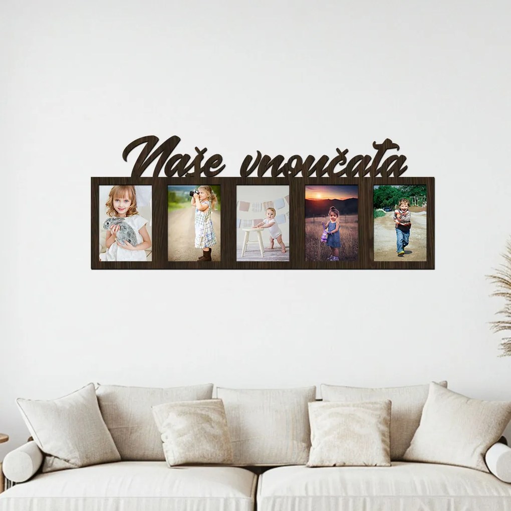 dřevo života Dřevěný fotorámeček Naše vnoučata Zvolte barvu dekoru: Javor, Zvolte velikost fotografie (cm): 10x15, Počet fotorámečků: 4