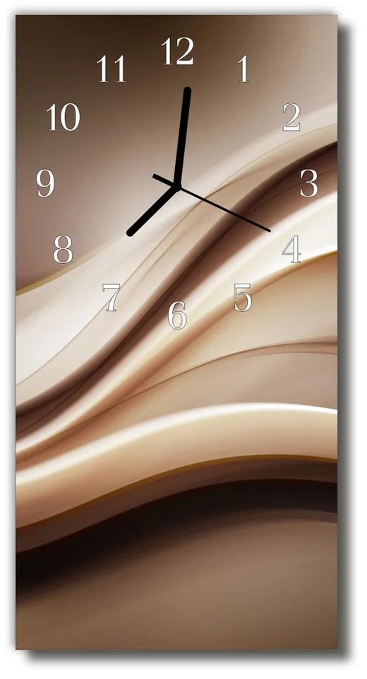 Nástěnné hodiny vertikální Abstrakce grafiky hnědé čáry 30x60 cm