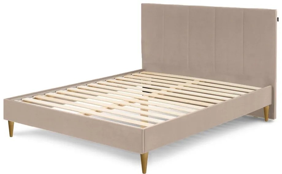 Béžová čalouněná dvoulůžková postel s roštem 160x200 cm Vivara – Bobochic Paris