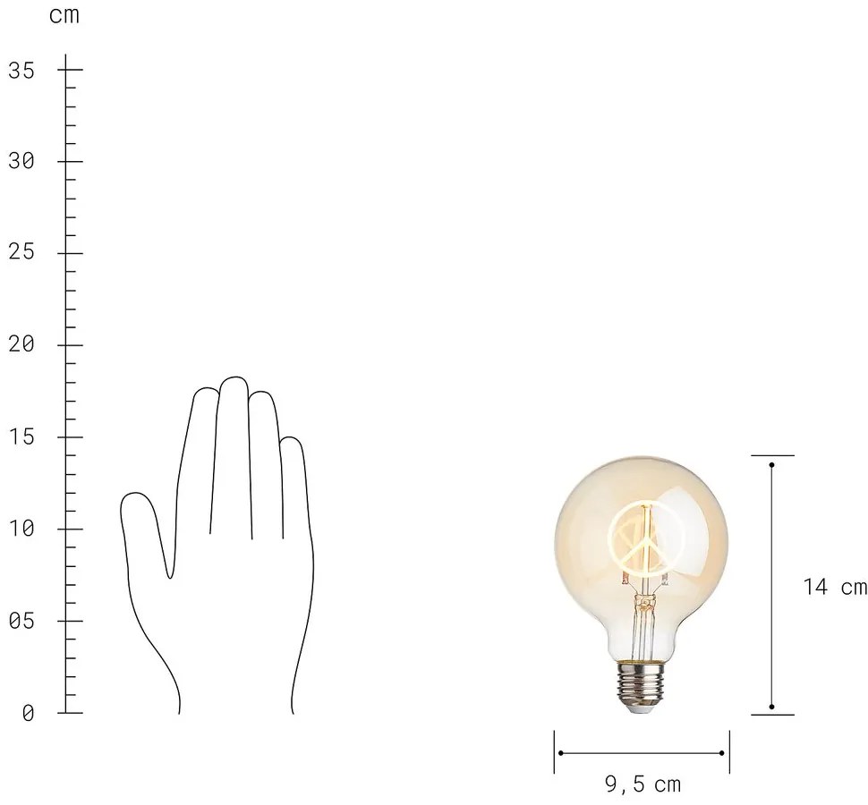 BRIGHT LIGHT LED Lampa znak míru 14 cm