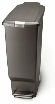 Pedálový odpadkový koš Simplehuman – 40 l, úzký, šedý plast