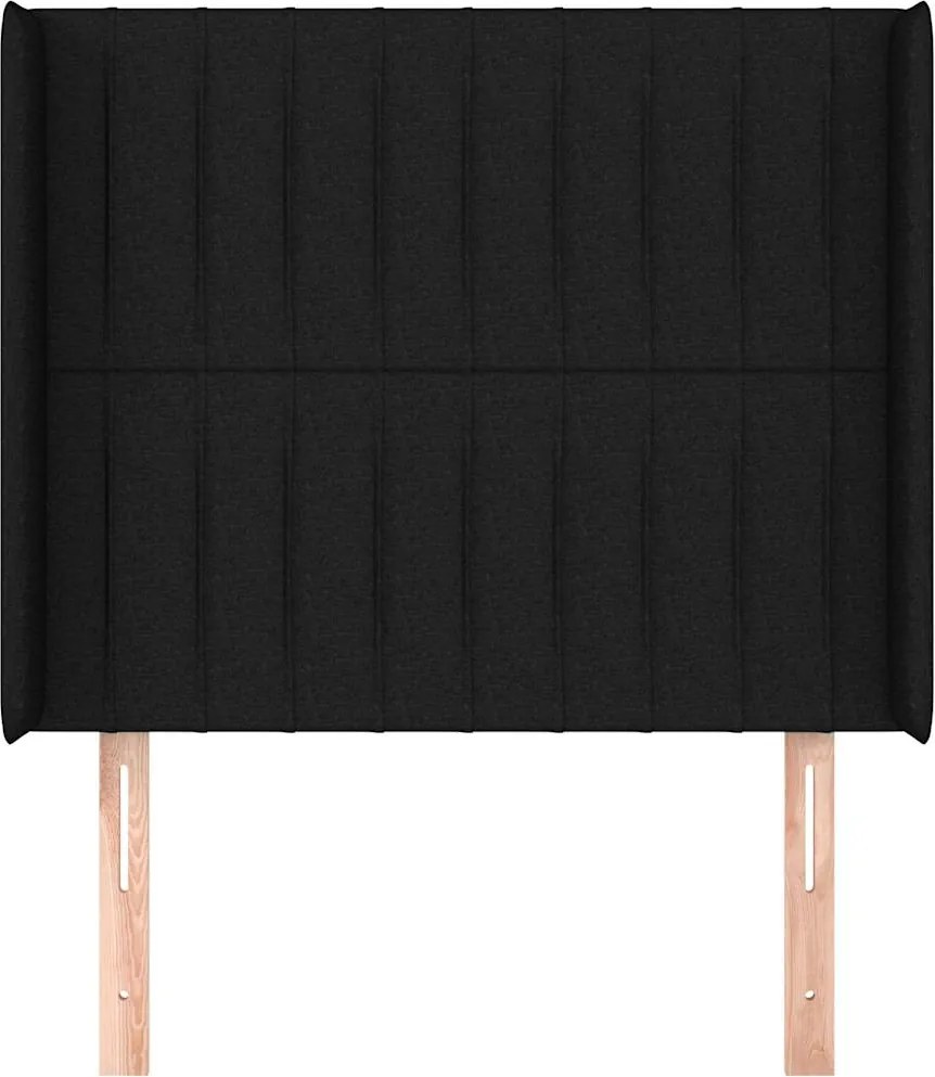 Čelo postele typu ušák černé 83x16x118/128 cm textil 3119794