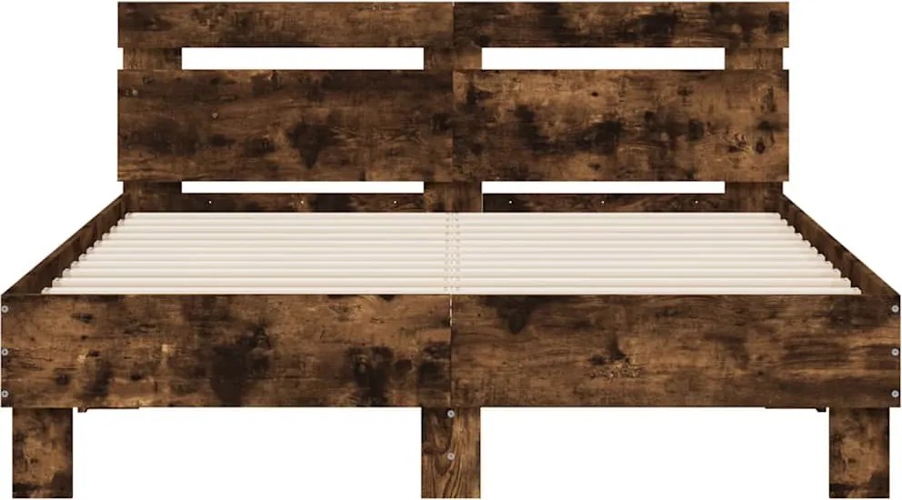 Rám postele s čelem a LED osvětlením kouřový dub 120 x 190 cm 3207578