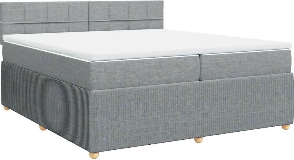 Box spring postel s matrací světle šedá 200 x 200 cm textil 3287563