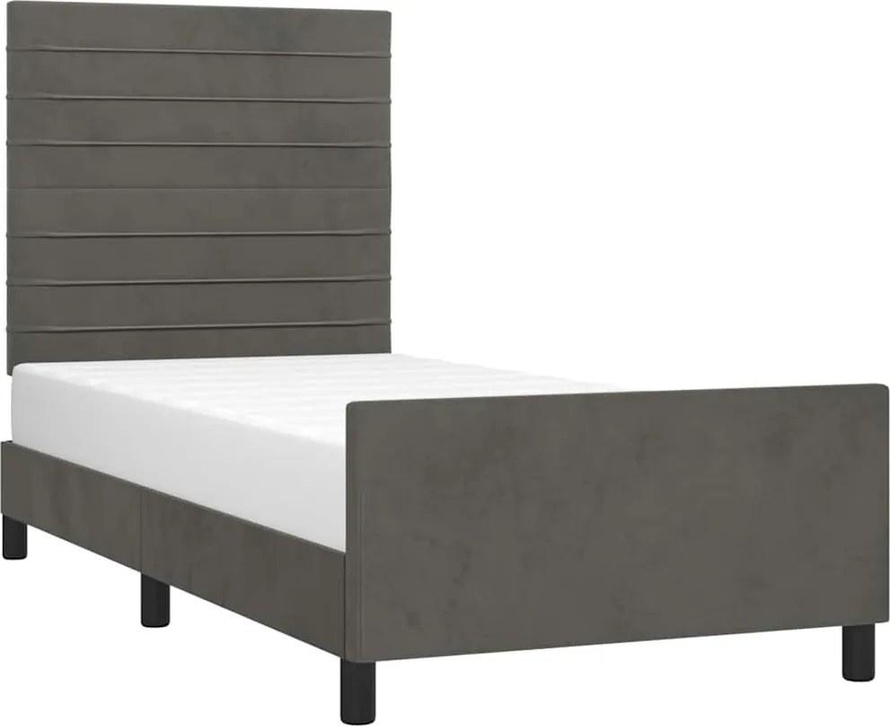 Rám postele bez matrace tmavě šedá 100 x 200 cm samet 3125801