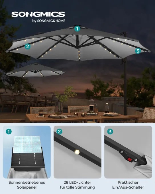 Zahradní slunečník s LED osvětlením GPU047G11