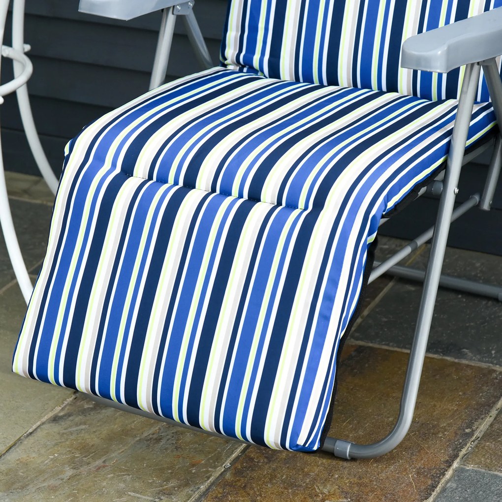 Outsunny lehátko sada 2 lehátek s polštářem skládací nastavitelné opěradlo ocel polyester modrá 60x75x65-102cm na zahradní terasu | Aosom.de