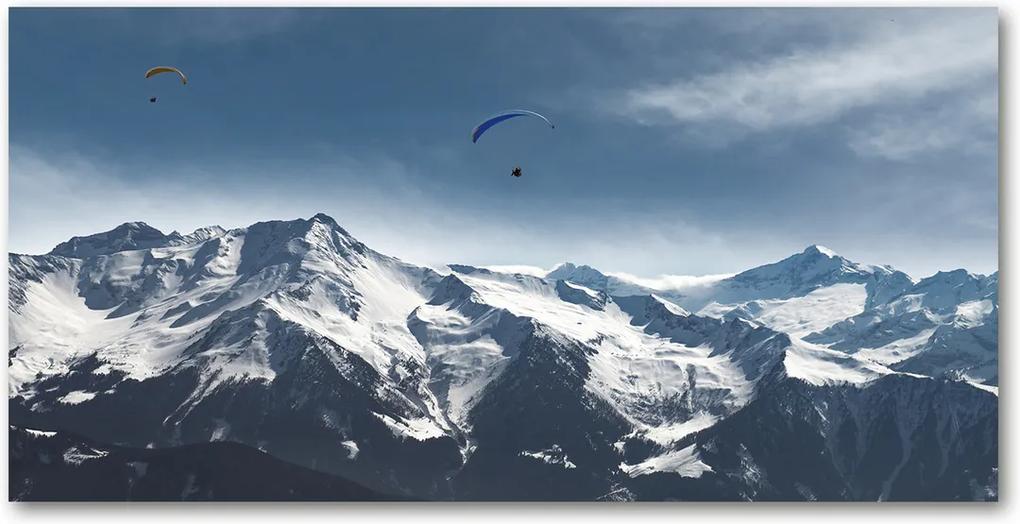 Foto obraz akryl do obýváku Paragliding Alpy | BIANO