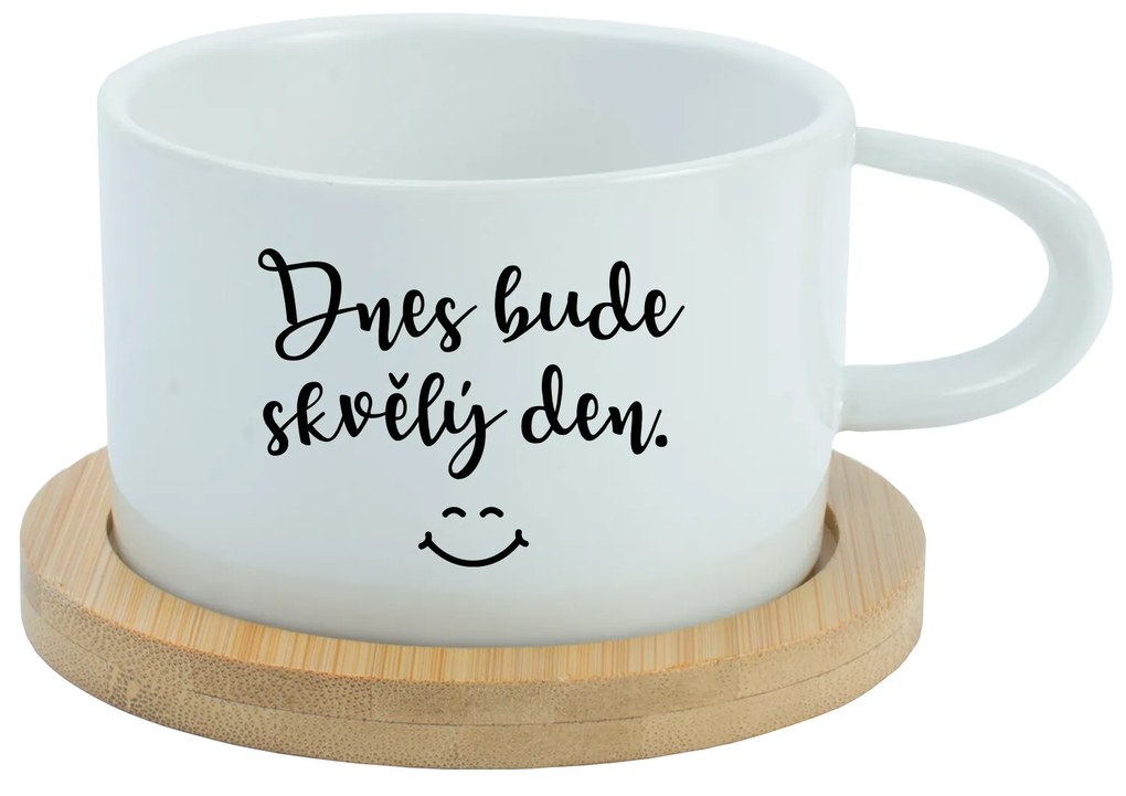 DNES BUDE SKVĚLÝ DEN - bílý hrníček makronka 200 ml