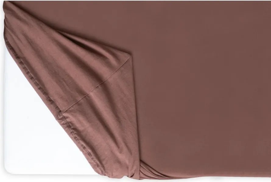 HEDDA Prostěradlo Jersey Lycra premium tmavě hnědé rozměr: 90 x 200 cm