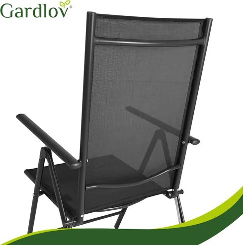 Skládací zahradní židle Gardlov černá, 2 kusy