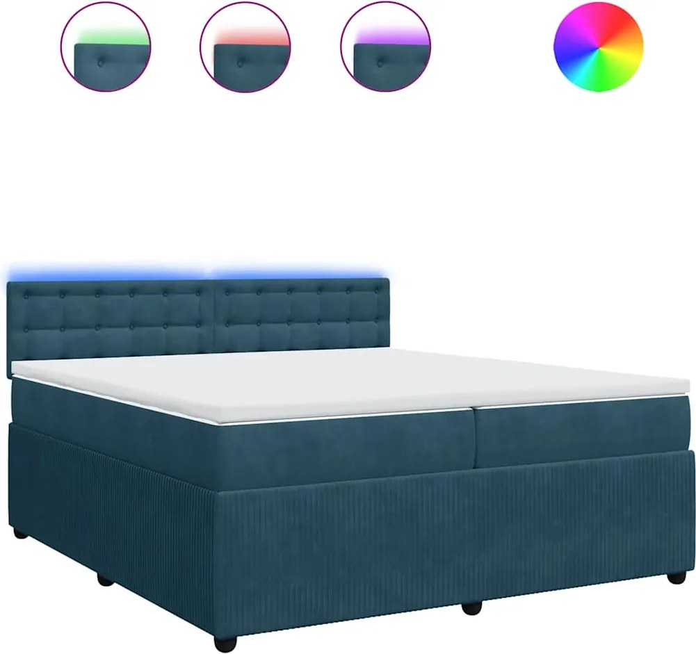 Box spring postel s matrací modrá 200 x 200 cm samet 3290146