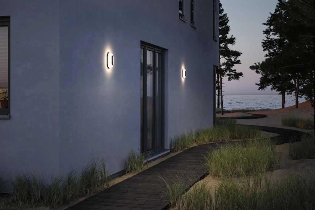 P 94958 LED venkovní nástěnné svítidlo Elunor pohybové čidlo IP65 podlouhlé 122x212mm 2200 - 4000K 18,5W 230V antracit/bílá polykarbonát - PAULMANN