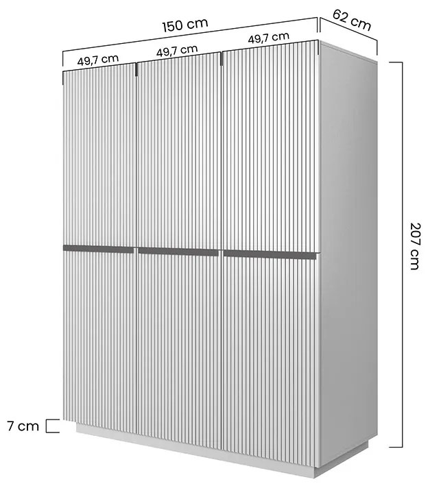 Skříň Nicole 150 cm - kašmírová / černé úchytky