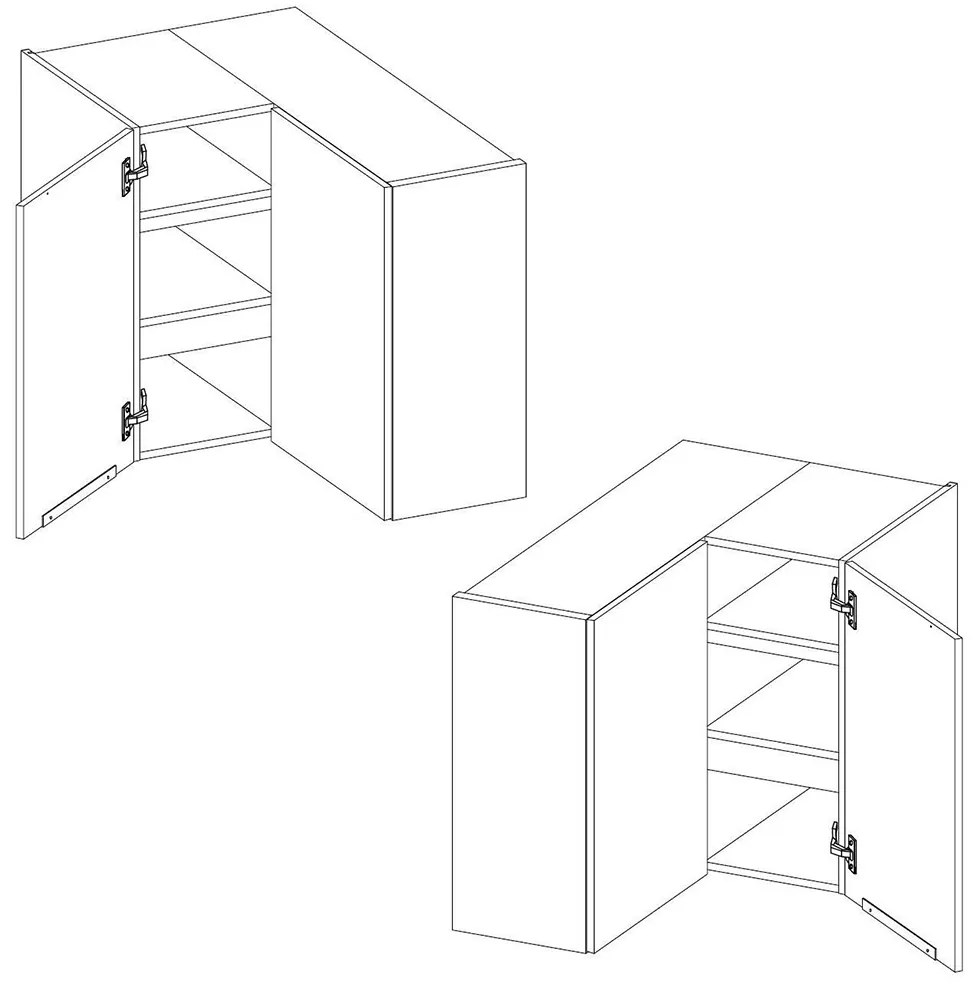 ARONA | horní skříňka 60x60 GN-72 2F (90°) rohová s policemi | 60x60 cm | UNI dvířka | černá/kašmír