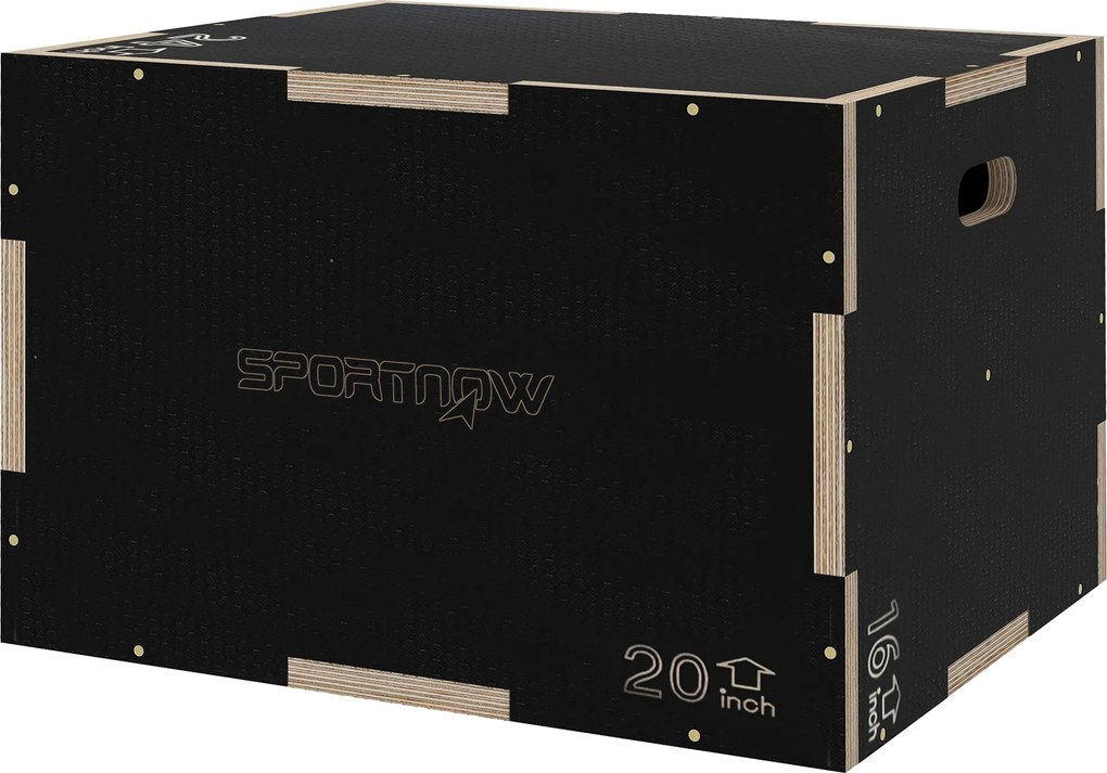 SPORTNOW Plyo box/jump box, robustní, 61 x 51 x 41 cm, černý, rukojeť 10x3,5 cm, do 120 kg