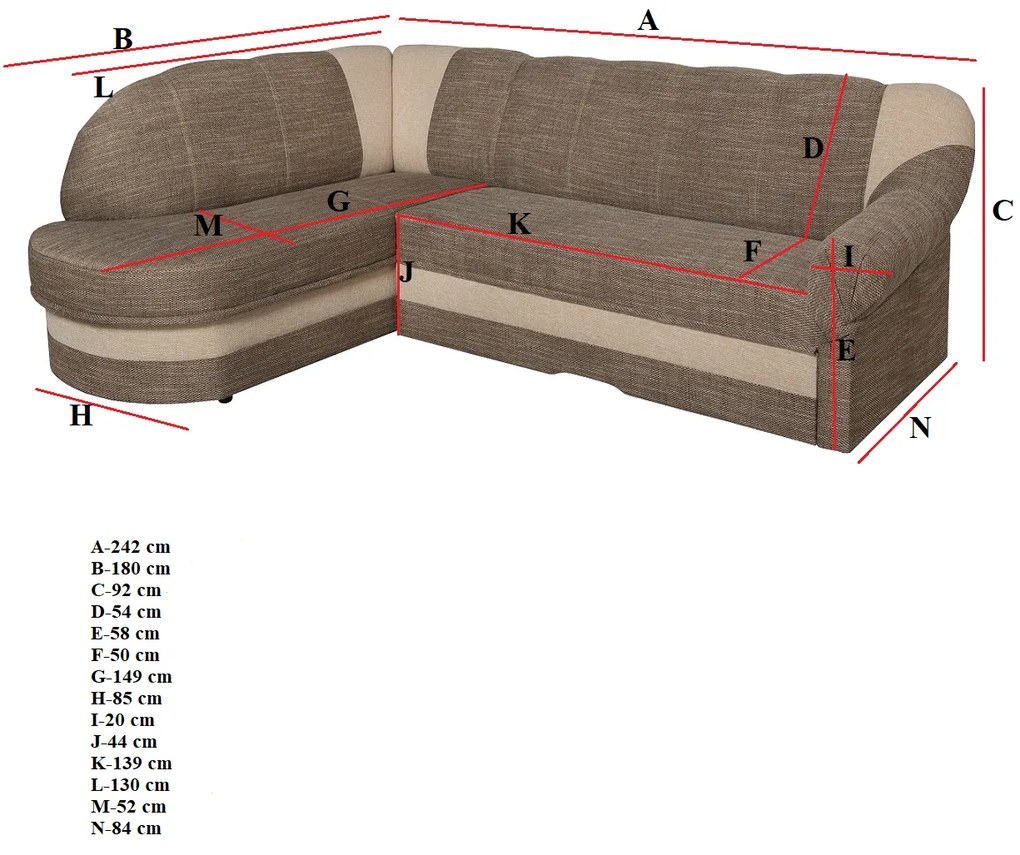 Rozkládací sedačka POPPI s úložným prostorem - cappucino / světle béžová, levá