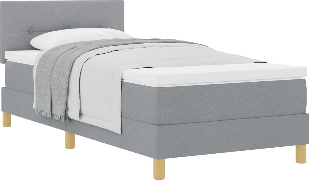 Postel s boxspringem s polštářem Světle šedá 90 x 190 cm textil 3338881