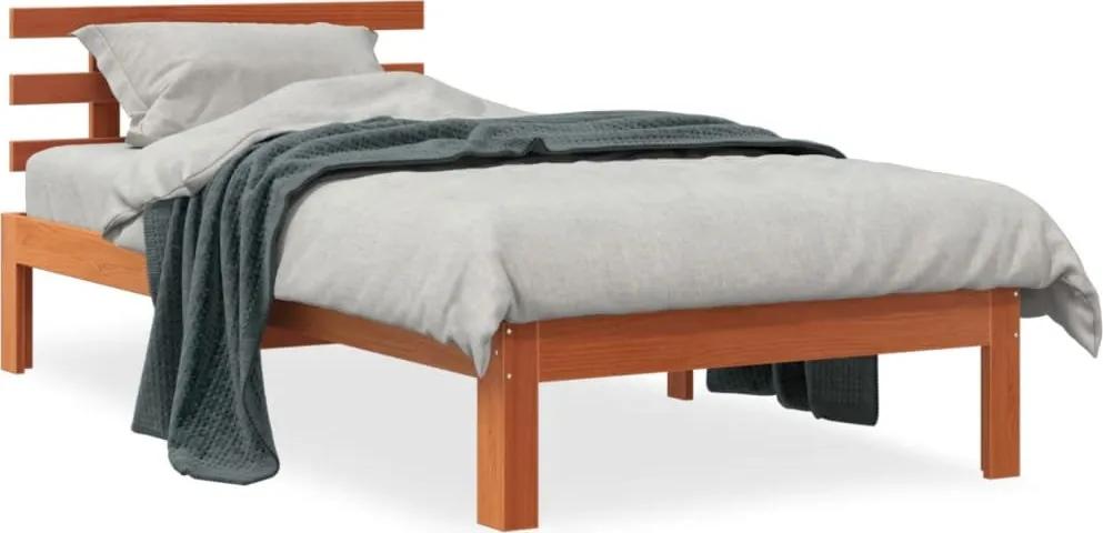 vidaXL Rám postele s čelem voskově 100 x 200 cm masivní borovice [814748] Barva: Přírodní