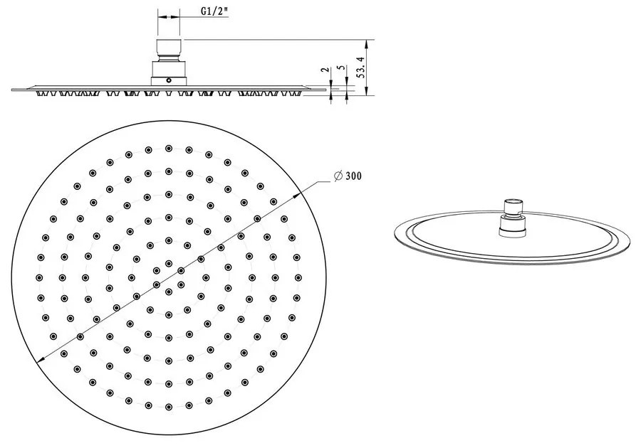 Hlavová sprcha z nerezové oceli ve zlaté barvě ø 30 cm Slim – Sapho