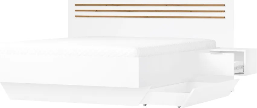 Postel + 2x noční stolek, bílá/dub artisan, 160x200, FLORENS