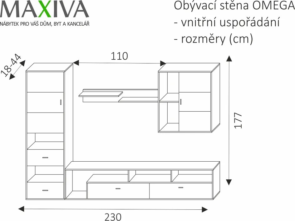 MAXIVA Obývací stěna - OMEGA, bílá/černá