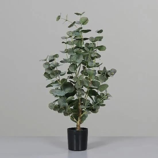 Květina umělá Bonsai Eukalyptus v černém plastovém květináči, 60cm, textil, zelená, (balení obsahuje 1ks)|DPI|Ego Dekor