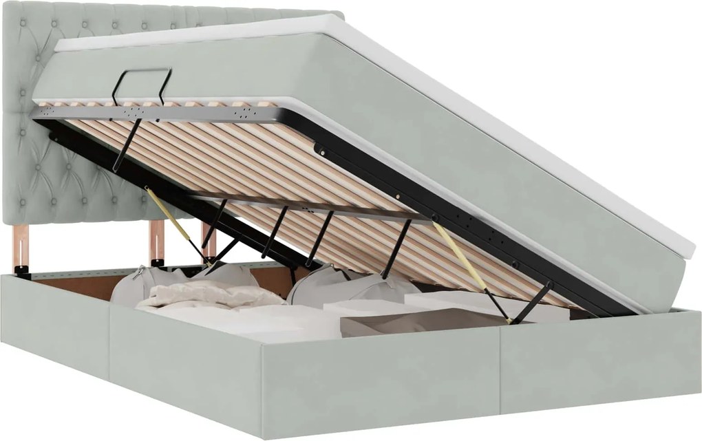 Postel s úložným prostorem a matrací Světle šedá 140 x 190 cm 3372087