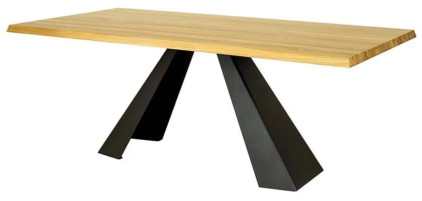 Drewmax ST370 – Jídelní stůl z masivního dubu 240x100x75cm – Dub přírodní – Černý kov