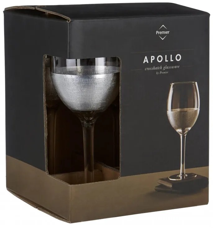 PremierHousewares Set sklenic na víno Apollo 4 kusů, čirá/stříbrná, 300 ml