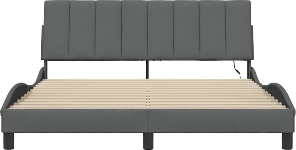 Rám postele bez matrace Hanko tmavě šedý 160 x 200 cm textil 3310469