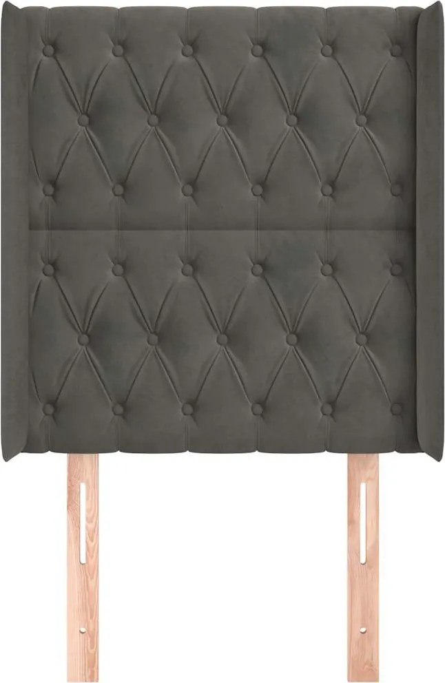 Čelo postele typu ušák tmavě šedé 83x16x118/128 cm samet 3119947