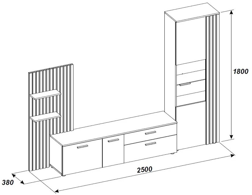 Obývací stěna Gatwick, dub artisan/kašmírová béžová, s osvětlením