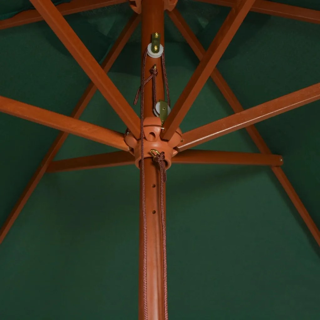 Slunečník s dřevěnou tyčí, 270x270 cm, zelený - Default Title