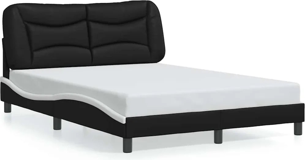 Rám postele bez matrace Hvar černý a bílý 120 x 200 cm umělá kůže 3207993