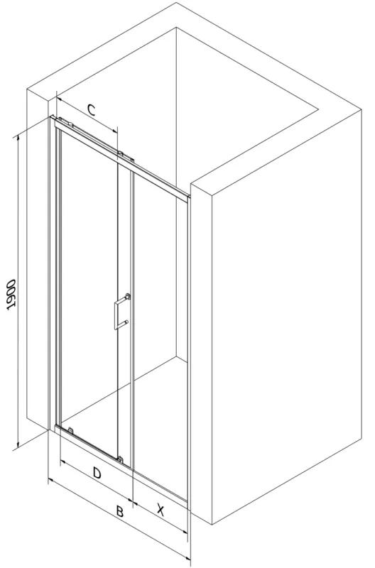 Mexen Apia rozsouvací sprchové dveře 120 cm, Pruhy, Chromovaná - 845-120-000-01-20