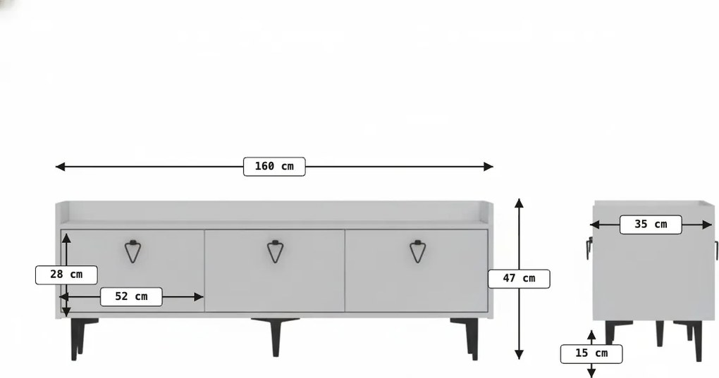 TV stolek PIENA 160 cm, bílý