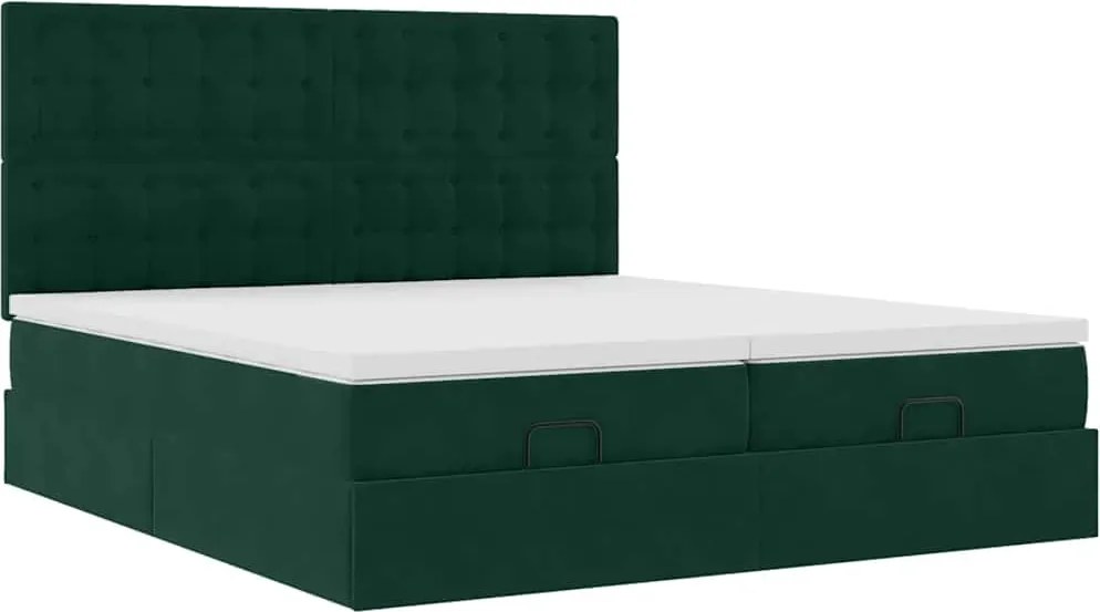 Osmanský rám postele s matracíes tmavě šedá 160x200cm samet 3314654