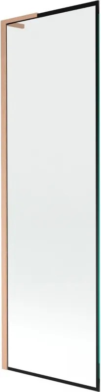 Mexen Next L, 1-křídlová vanová zástěna 60 x 150 cm, 6mm čiré sklo-černý vzor, měděný profil, 895-060-000-03-70-65
